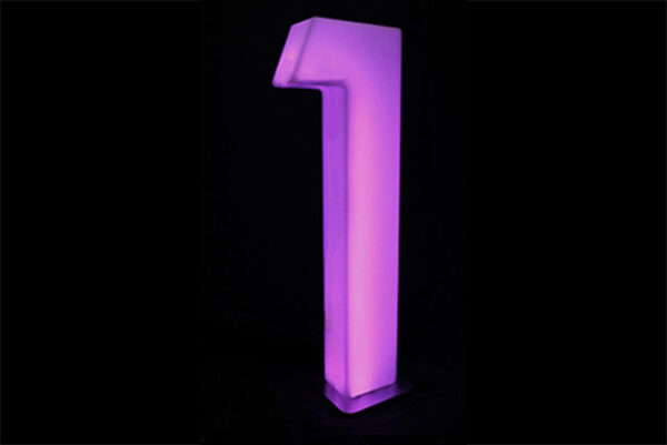 Giant Led RGB Numbers - One - Budget Outdoor Party Hire