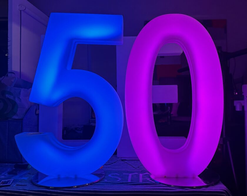 Illuminated Giant Number 50 - Budget Outdoor Party Hire